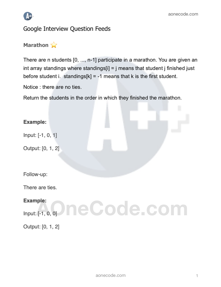 Google Interview Questions | AOneCode