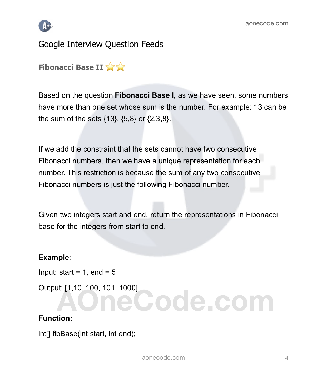 Google Interview Questions | AOneCode