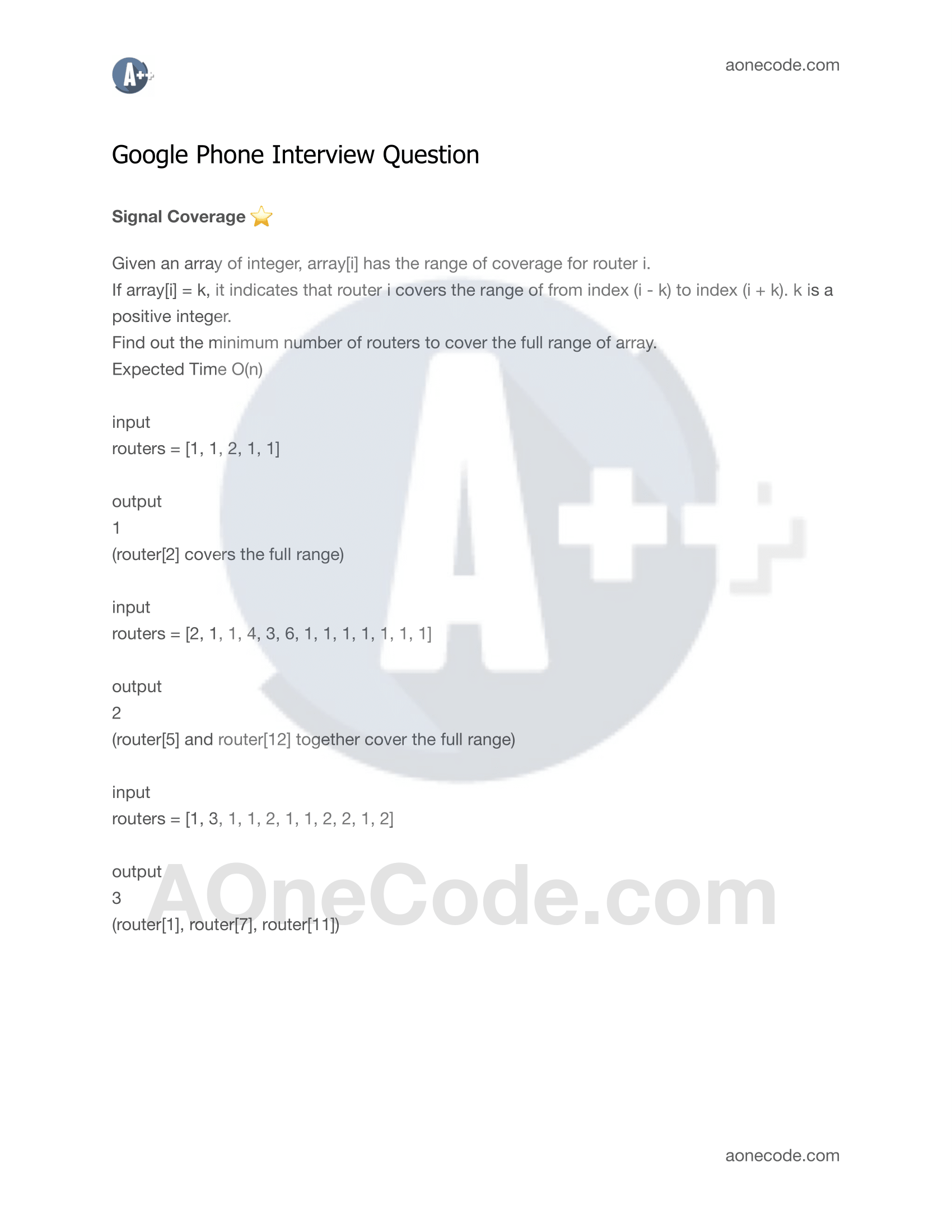Google Interview Questions | AOneCode